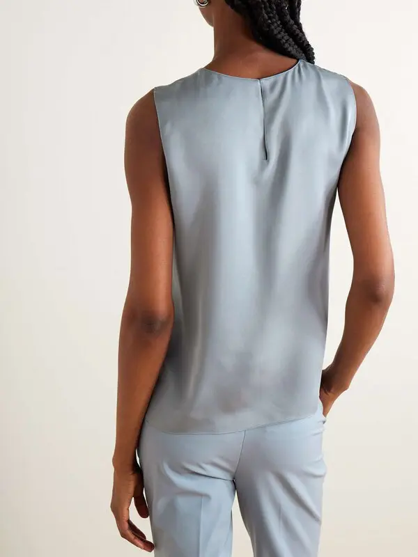 Theory Silk-satin Blouse - Light Blue