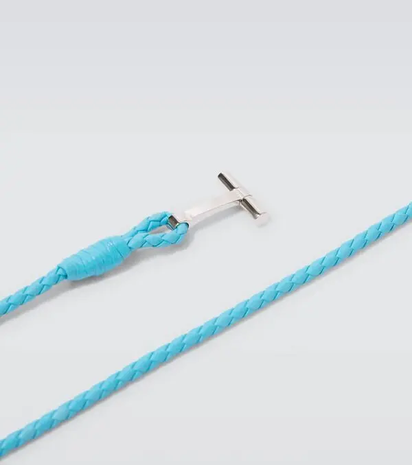 TOM FORD Braided Leather Bracelet - Blue