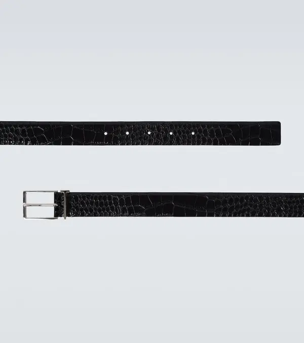 TOM FORD T Loop Croc-effect Leather Belt - Black