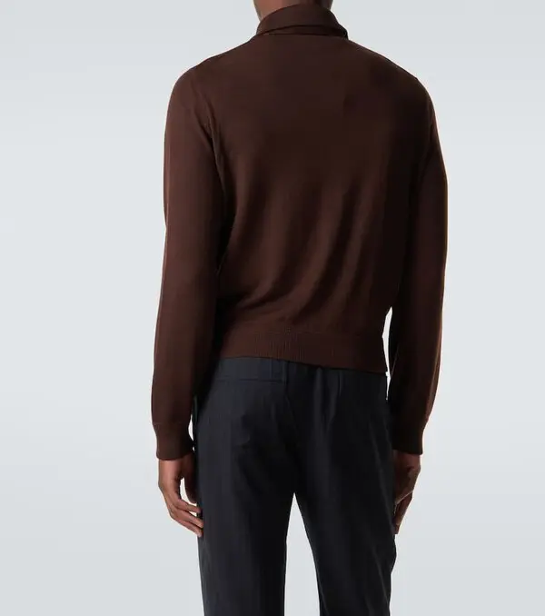 TOM FORD Suede-paneled Wool-blend Zip-up Sweater - Brown