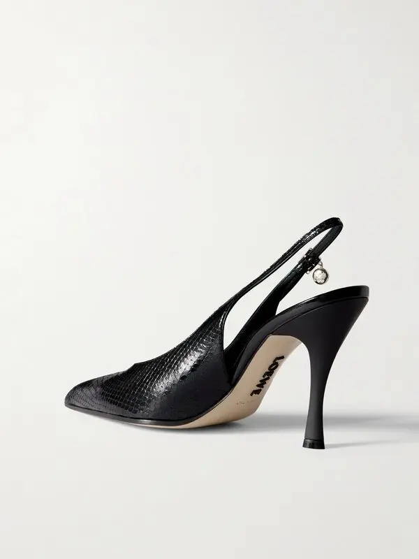 Loewe Paneled Leather Slingback Pumps