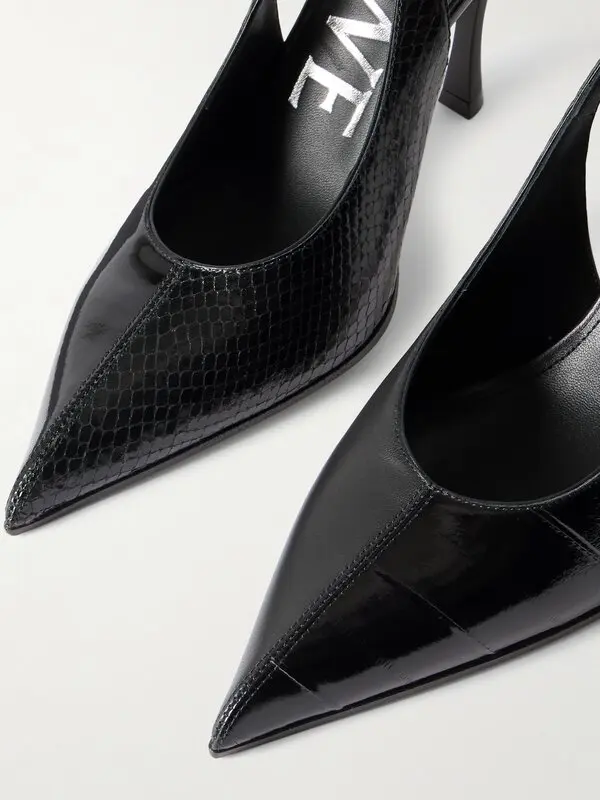Loewe Paneled Leather Slingback Pumps