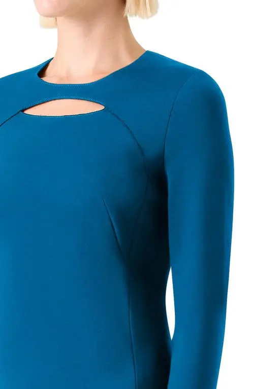 Akris Keyhole Long Sleeve Sheath Dress