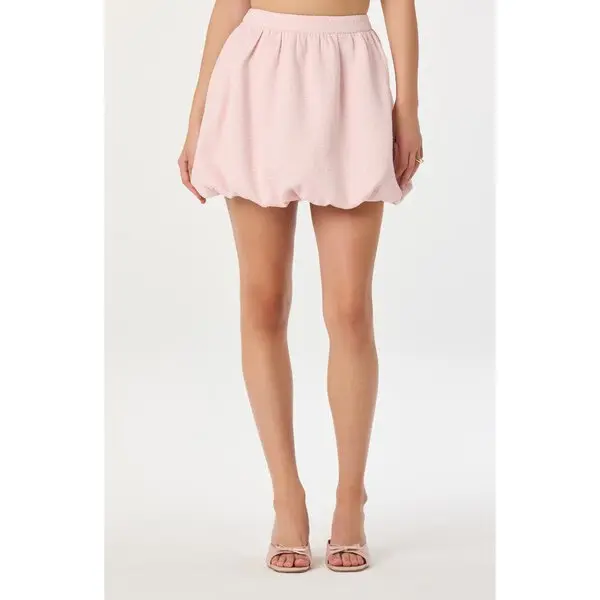 Astr The Label Tweed Bubble Hem Mini Skirt - Pink