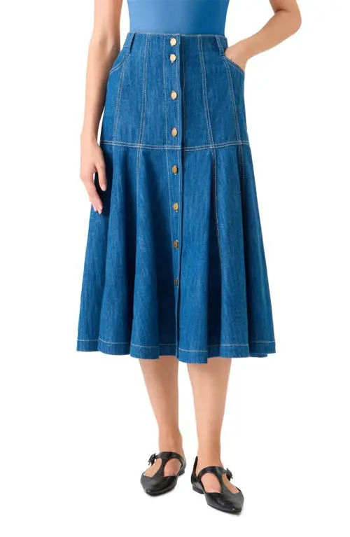 Akris Stretch Denim Tiered Skirt