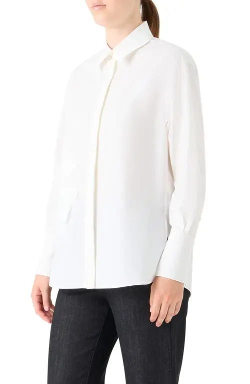 Akris Floral Appliqué Button-up Shirt