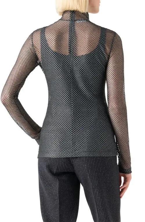 Akris Fishnet Mesh Long Sleeve Top