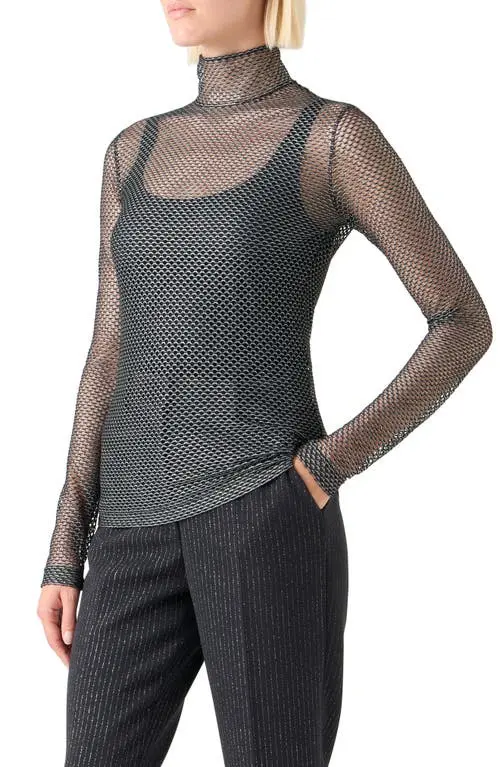 Akris Fishnet Mesh Long Sleeve Top