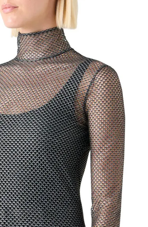 Akris Fishnet Mesh Long Sleeve Top