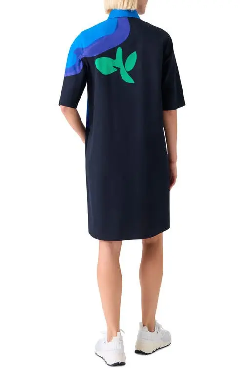 Akris Floral Cotton Poplin Shirtdress