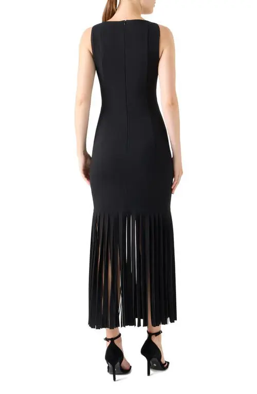 Akris Fringe Hem Sleeveless Midi Dress