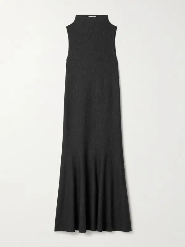 Khaite Margo Merino Wool Maxi Dress - Dark Gray