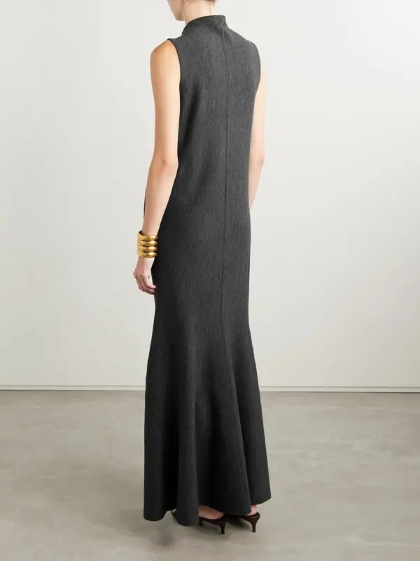 Khaite Margo Merino Wool Maxi Dress - Dark Gray