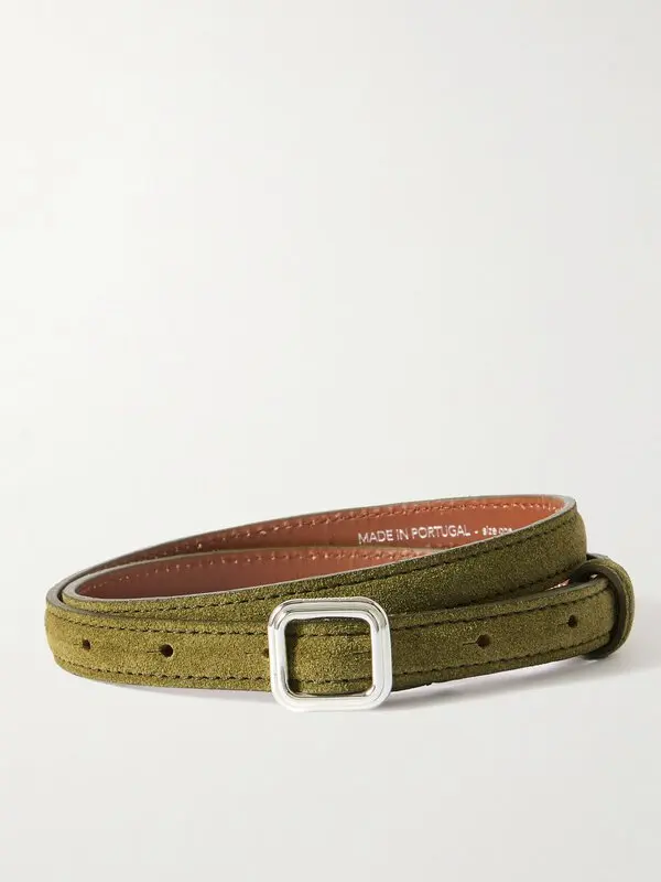 Lié Studio The Georgia Slim Suede Belt - Green