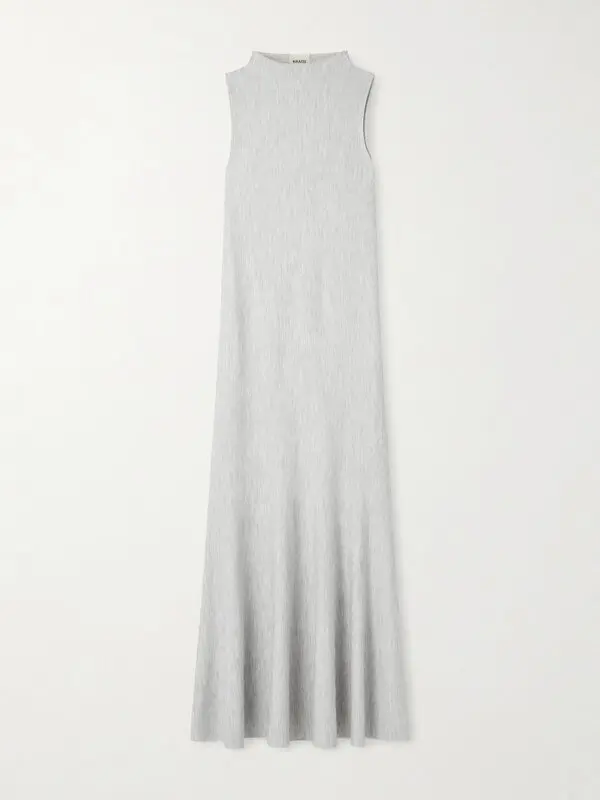 Khaite Margo Merino Wool Maxi Dress - Gray