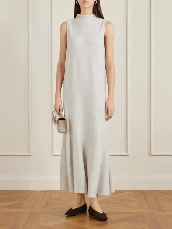 Khaite Margo Merino Wool Maxi Dress - Gray