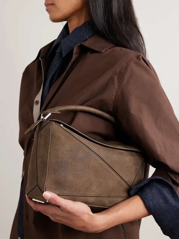 Loewe Puzzle Small Textured-nubuck Shoulder Bag