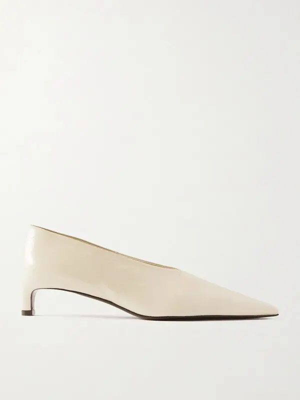 JIL SANDER Crinkled Patent-leather Pumps - Neutrals