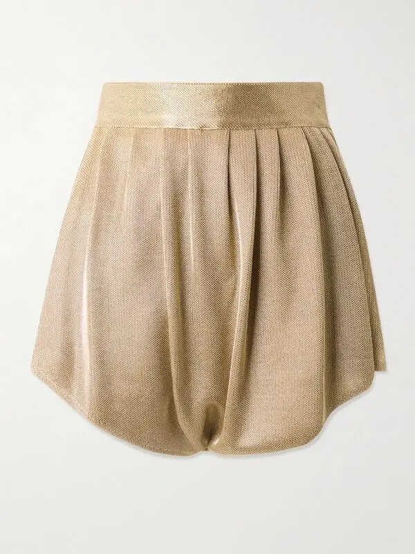 Alaïa Gathered Metallic Knitted Shorts