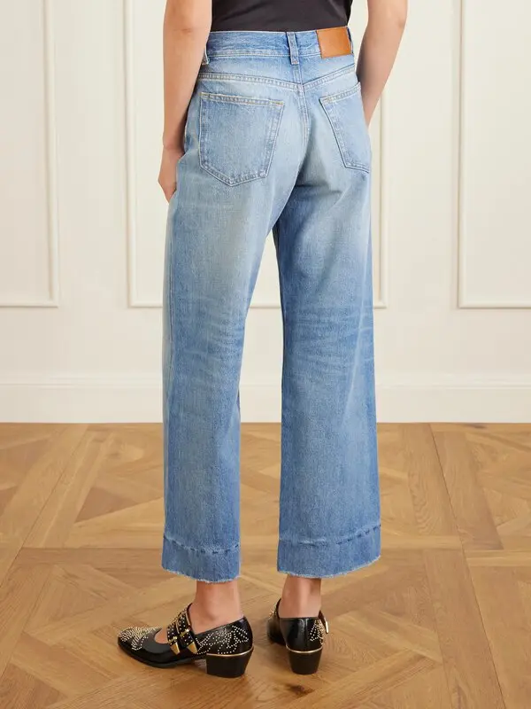 Chloé Organic Cropped Straight-leg Jeans - Blue