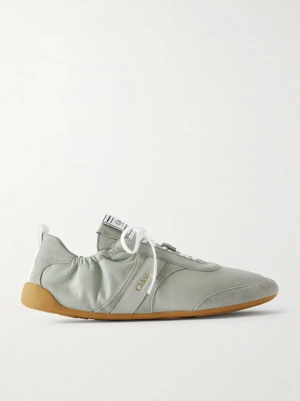Chloé Kick Suede And Leather Sneakers - Green