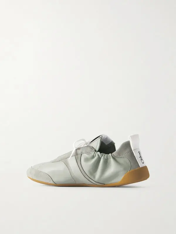Chloé Kick Suede And Leather Sneakers - Green