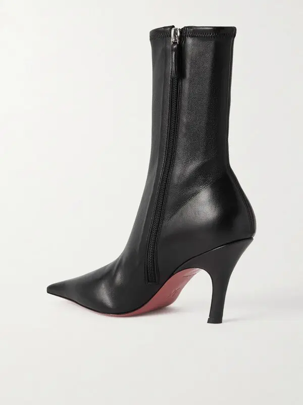 Amina Muaddi Jamie Leather Ankle Boots - Black