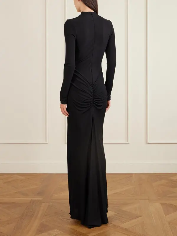 Alaïa Jersey Mock-neck Gown - Black
