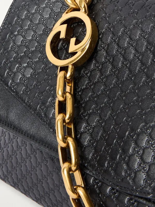 Gucci Chain-detailed Logo-debossed Leather Shoulder Bag