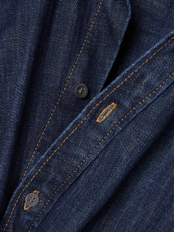Loewe Belted Asymmetric Draped Denim Shirt - Blue