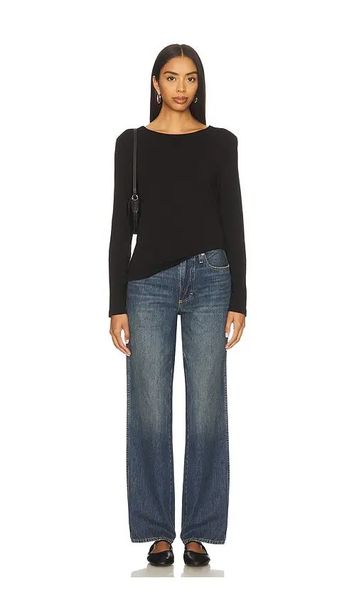 BOBI Long Sleeve Open Cowl Back Top
