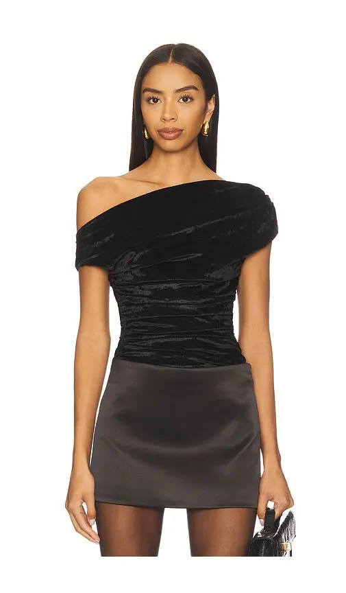 Superdown Asymmetrical Velvet Top