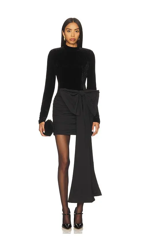 ROTATE BY BIRGER CHRISTENSEN Velvet Bow Mini Dress