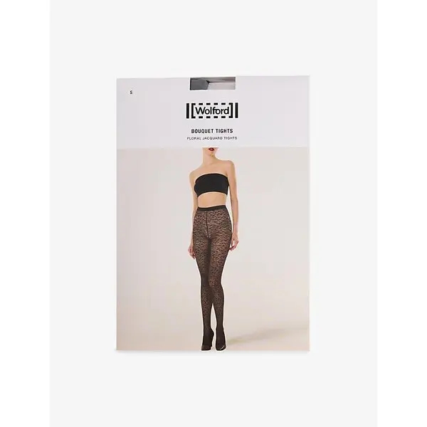 WOLFORD ITALIA S.R.L. 20 Denier Rose Patterned Tights - 7005 Black
