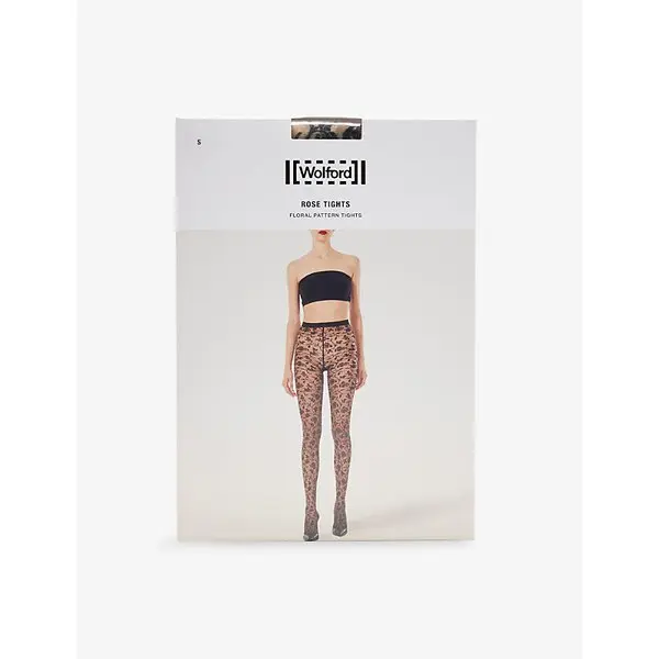 WOLFORD ITALIA S.R.L. 20 Denier Rose Patterned Tights - 8641 Fairly Light/ Black