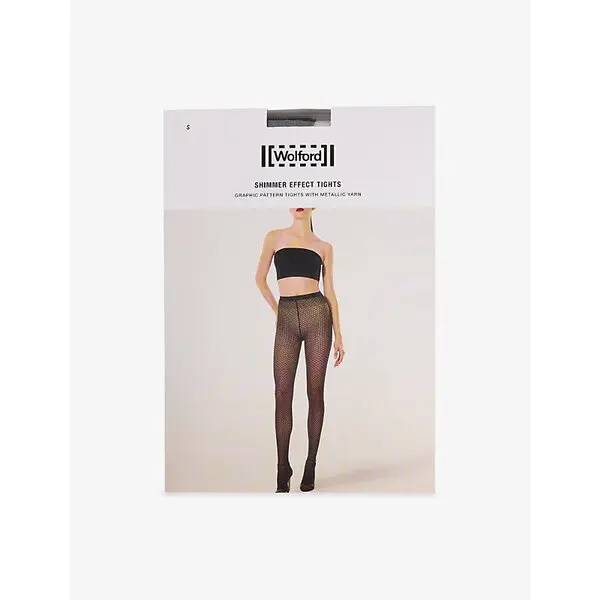 WOLFORD ITALIA S.R.L. 25-denier Shimmer Tights - 8800 Black/silver Lurex