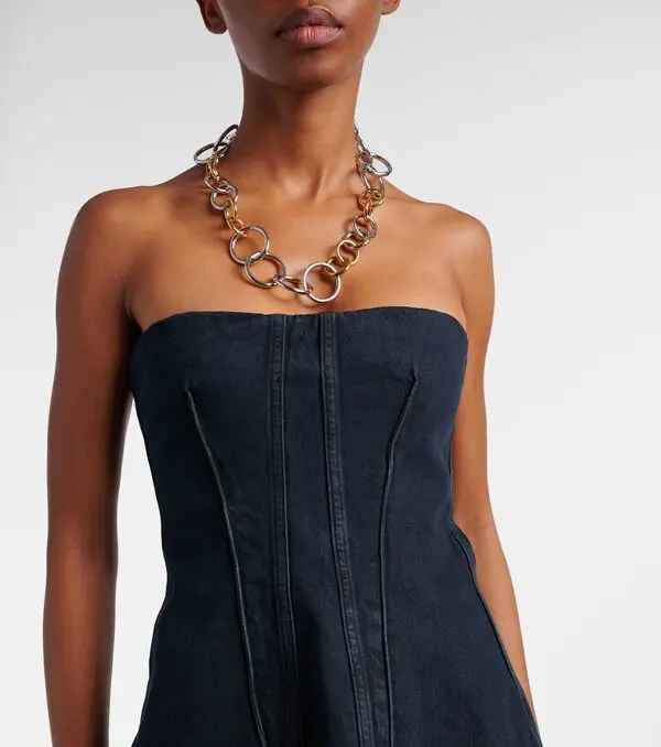 AGOLDE Lara Denim Corset Top In Night Sky - Blue