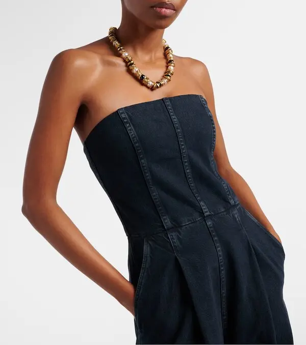 AGOLDE Agyness Denim Bustier Jumpsuit - Blue