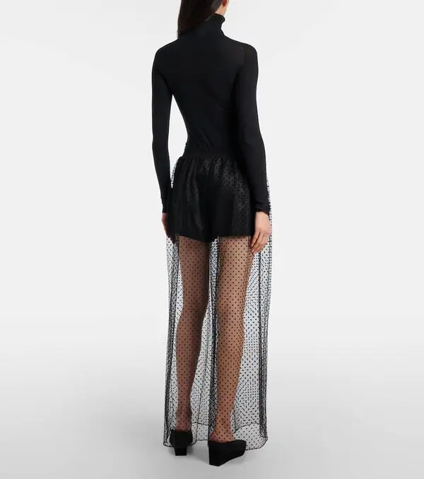 Alaïa Polka-dot Mesh Wide-leg Pants