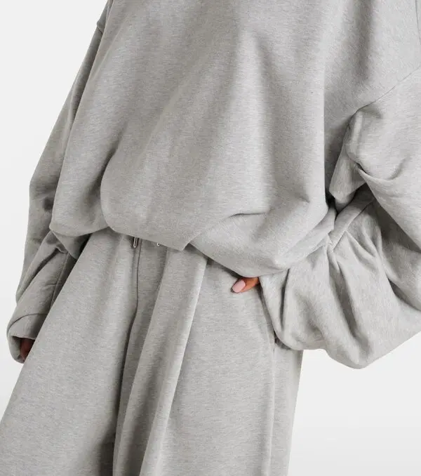 Dries Van Noten Melange Cotton Jersey Draped Sweatshirt - Grey