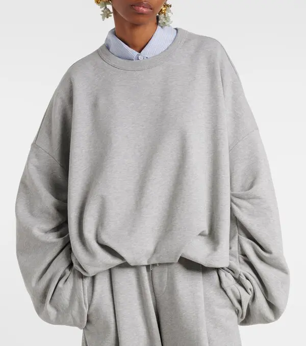 Dries Van Noten Melange Cotton Jersey Draped Sweatshirt - Grey