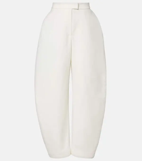 RÓHE High-rise Barrel-leg Cotton Pants - White