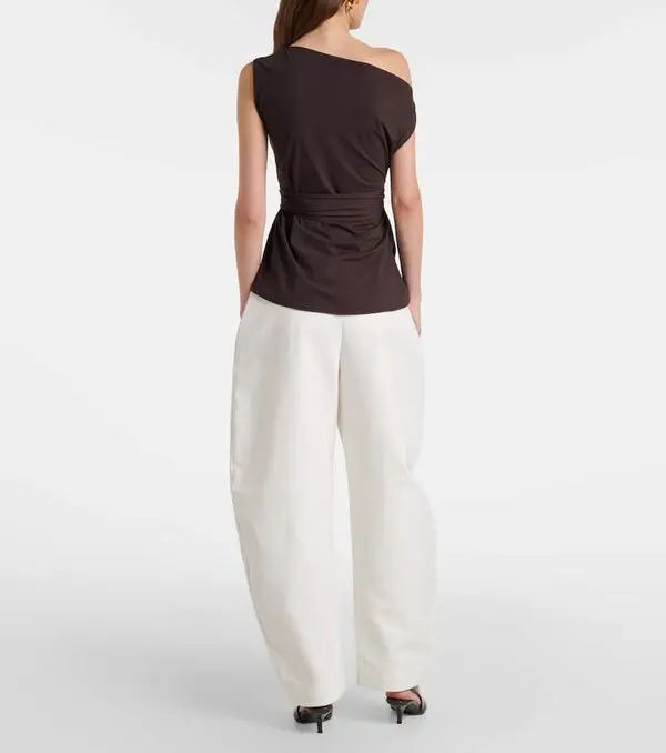 RÓHE High-rise Barrel-leg Cotton Pants - White