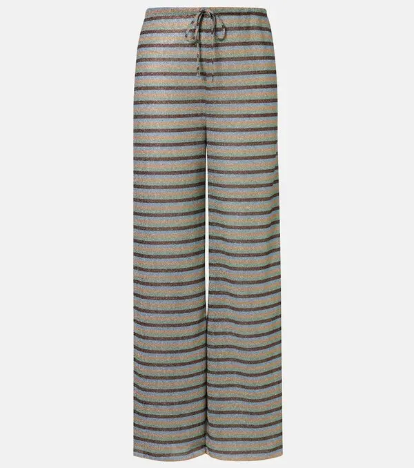 Oseree Lumiere Striped Wide-leg Pants