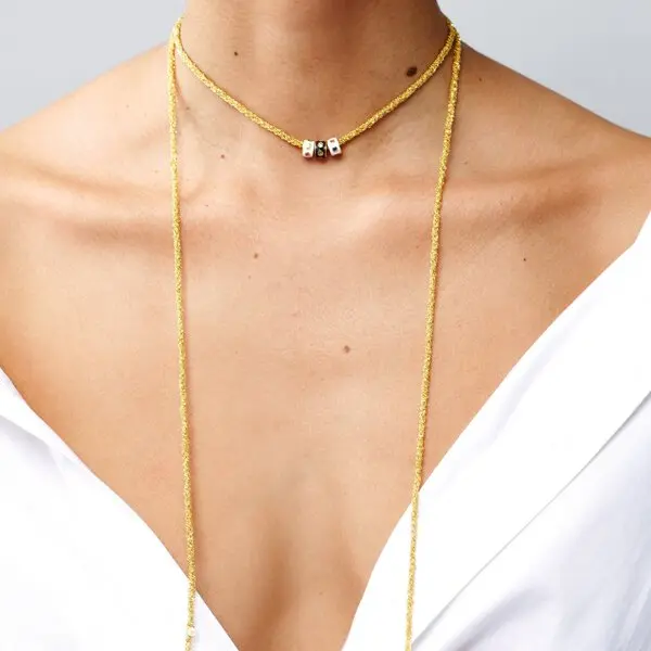 OUF! Woven Gold Tasseled Necklace