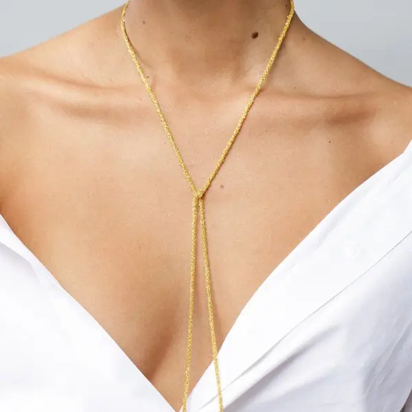 OUF! Woven Gold Tasseled Necklace