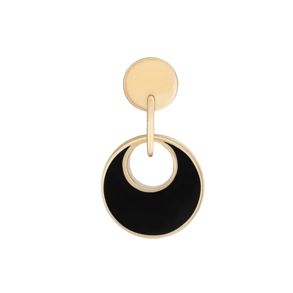 OUF! Moon Disk Dangle Stud Earring - Black