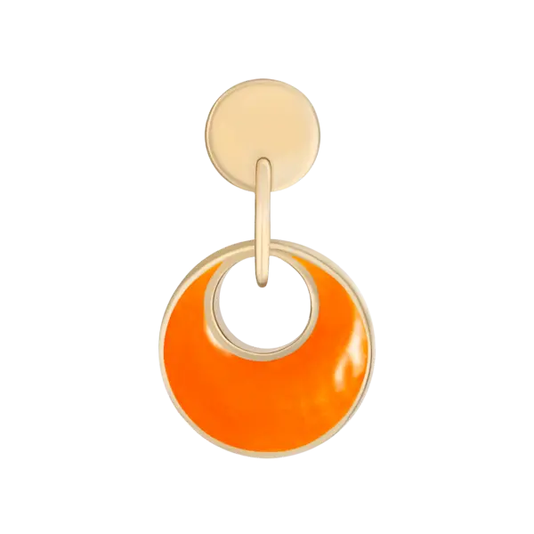 OUF! Moon Disk Dangle Stud Earring - Neon Orange