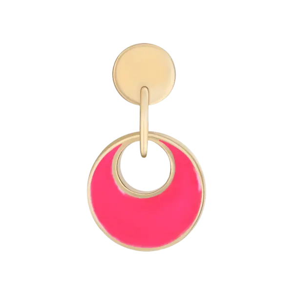 OUF! Moon Disk Dangle Stud Earring - Neon Pink