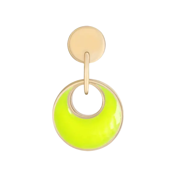 OUF! Moon Disk Dangle Stud Earring - Neon Yellow